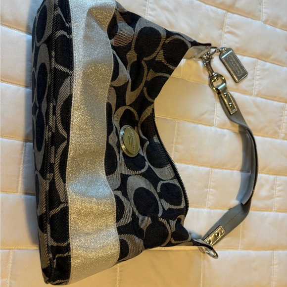 Coach | Bags | Coach Denim And Silver Shoulder Bag | Poshmark